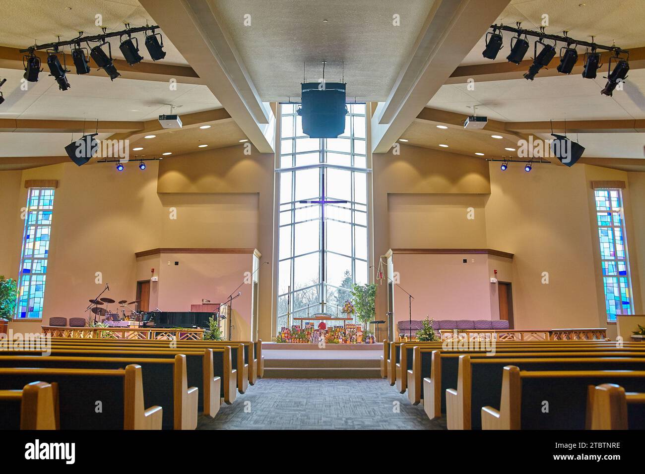 Modern Church Interior with Natural Lighting, Fort Wayne, Indiana Stock ...