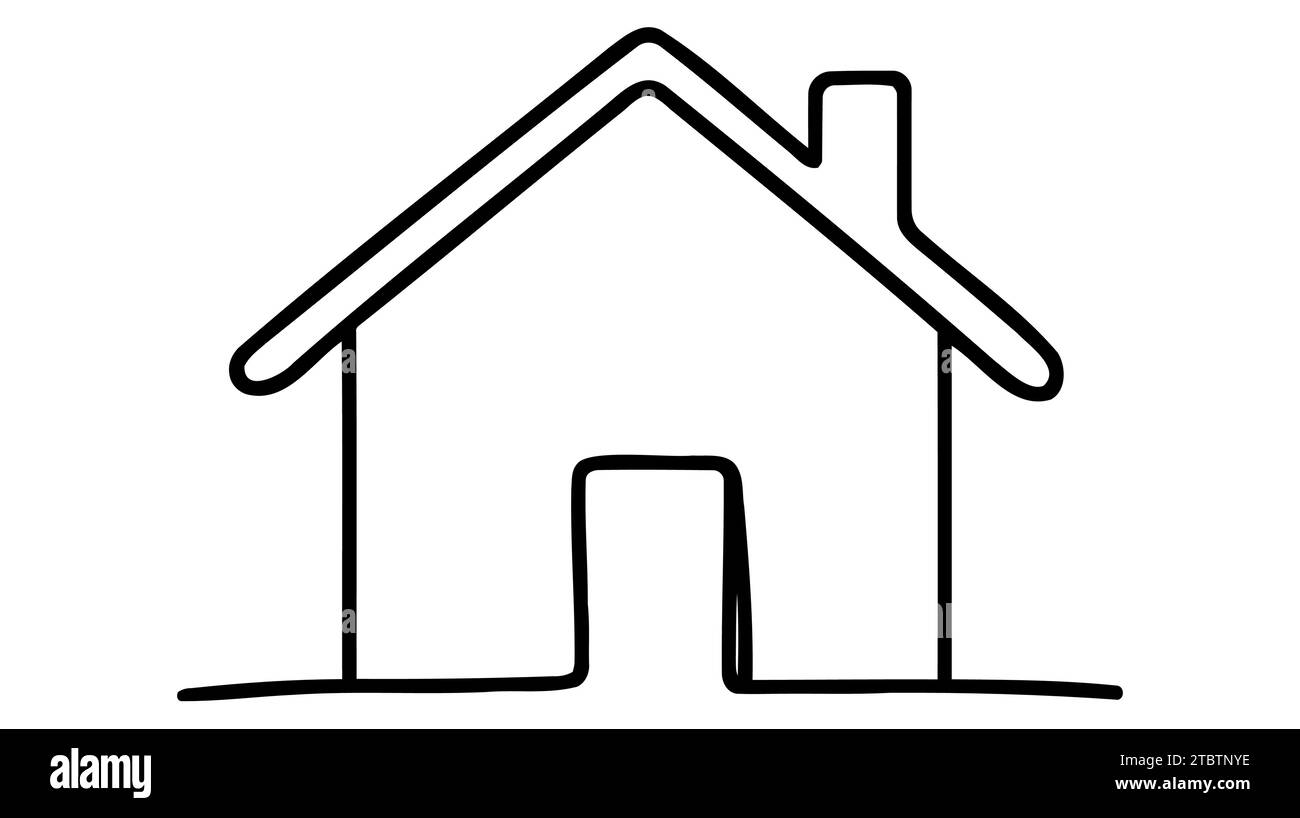 Continuous thin line home vector illustration, minimalist house icon ...