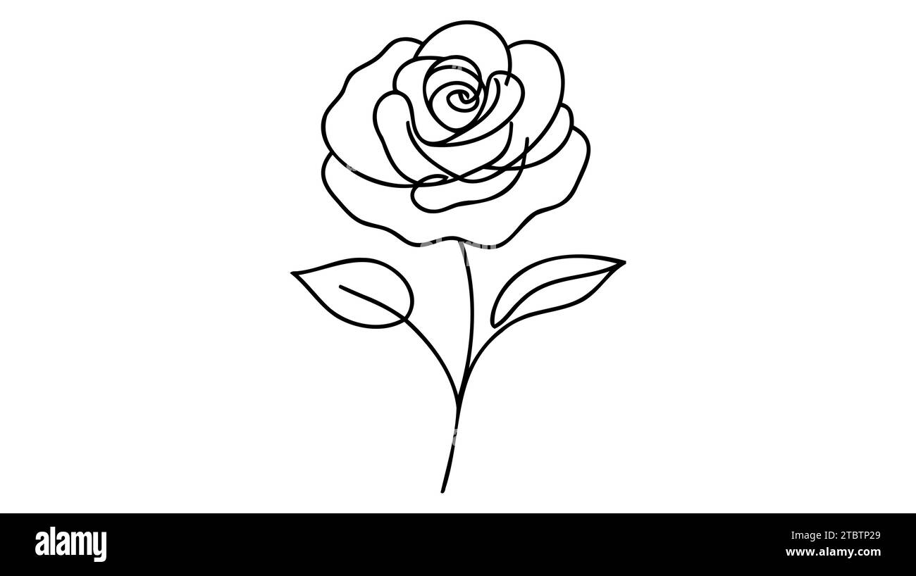 Rose flower icon. Continuous one line drawing. Vector illustration Stock Vector Image & Art - Alamy