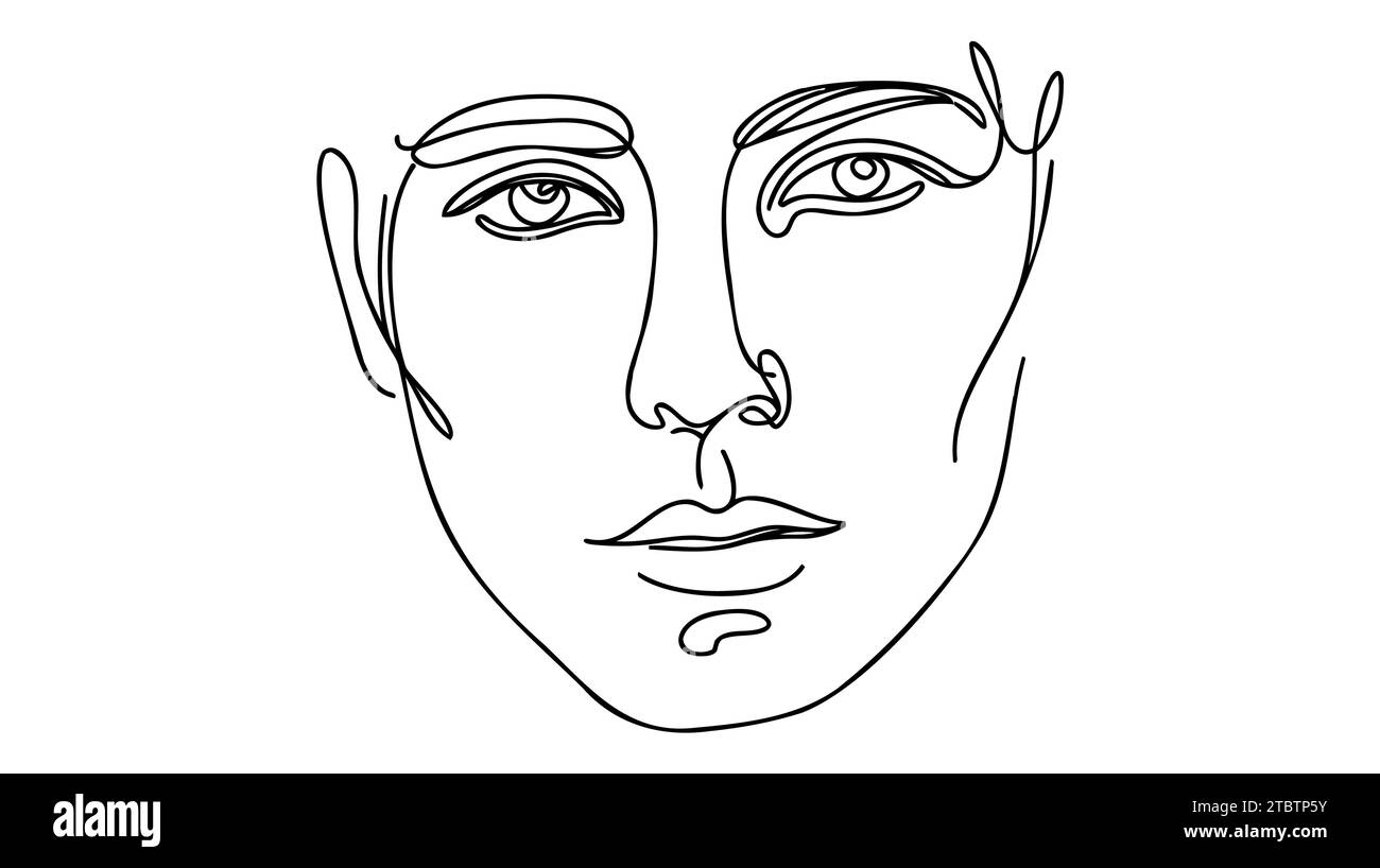 Continuous Line Drawing of Man Profile. Abstract Man Face Minimalistic ...