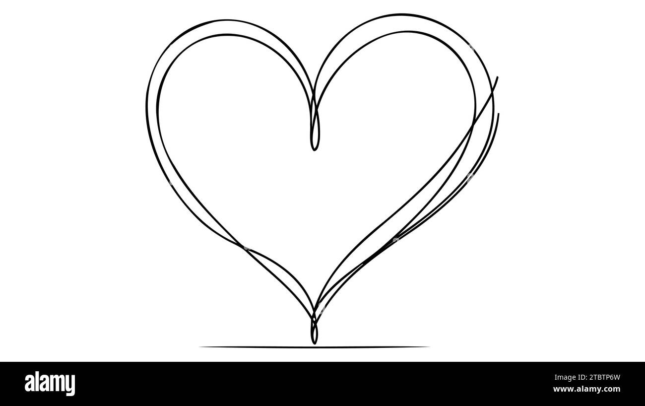 Continuous line drawing of heart. Heart one line icon. One line drawing ...