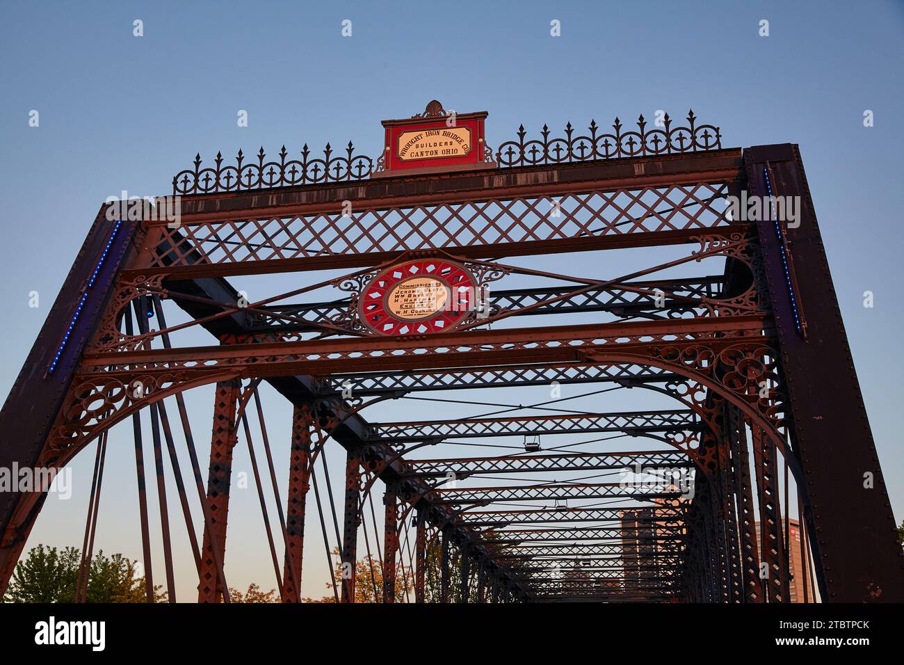 Blue Hour Glow on Historic Wells Street Bridge, Fort Wayne Stock Photo ...