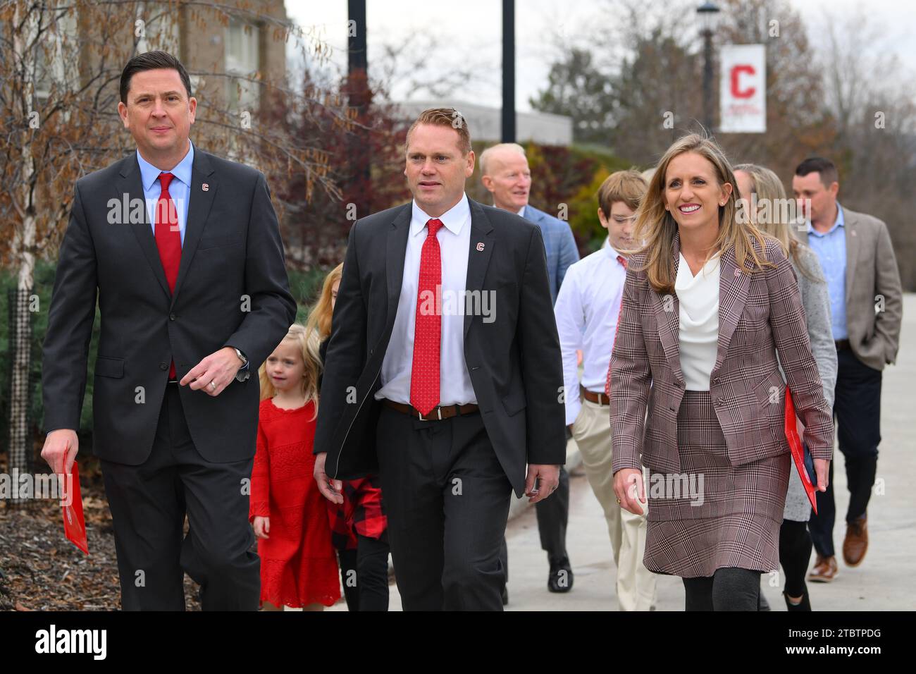 December 08, 2023: Cornell Big Red head coach Dan Swanstrom (center ...