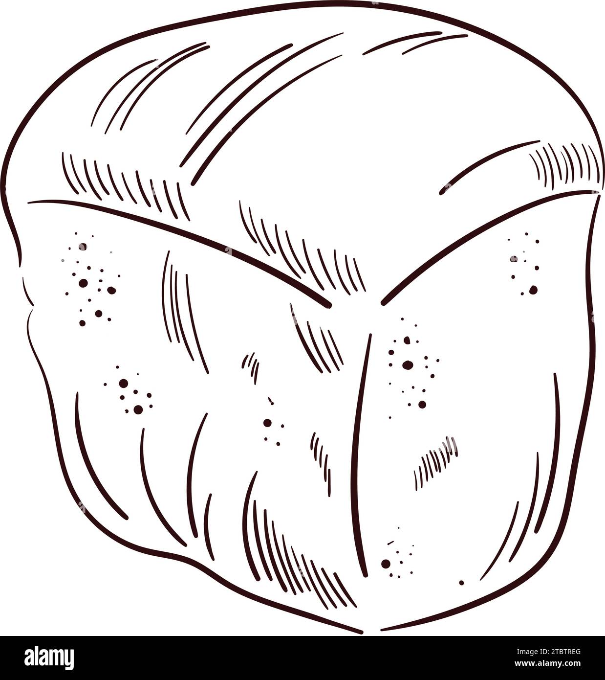 Hand drawn sketch fresh wheat bread symbol. Soft white bread being ...