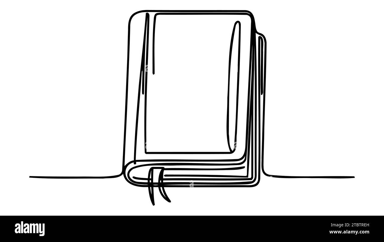 Single one line drawing of text book for study. Back to school ...