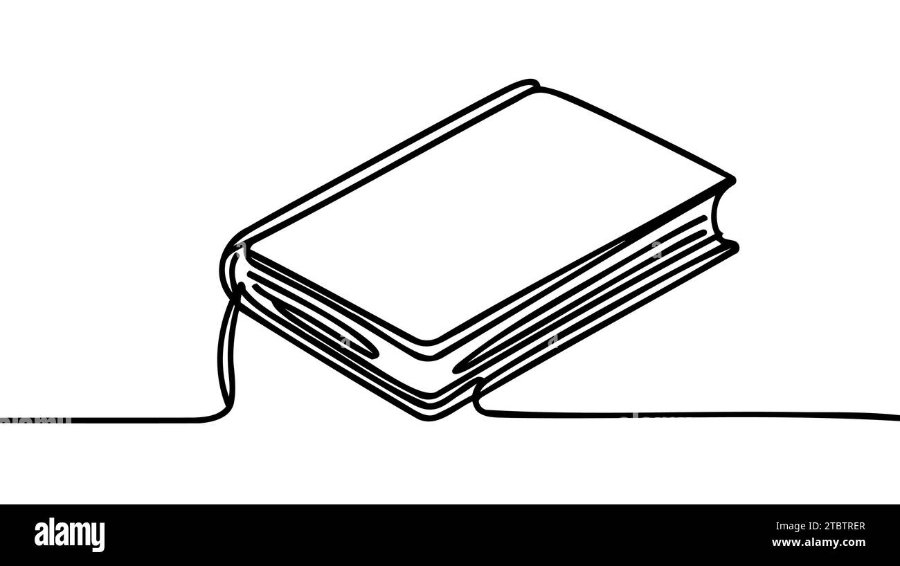 Single one line drawing of text book for study. Back to school ...