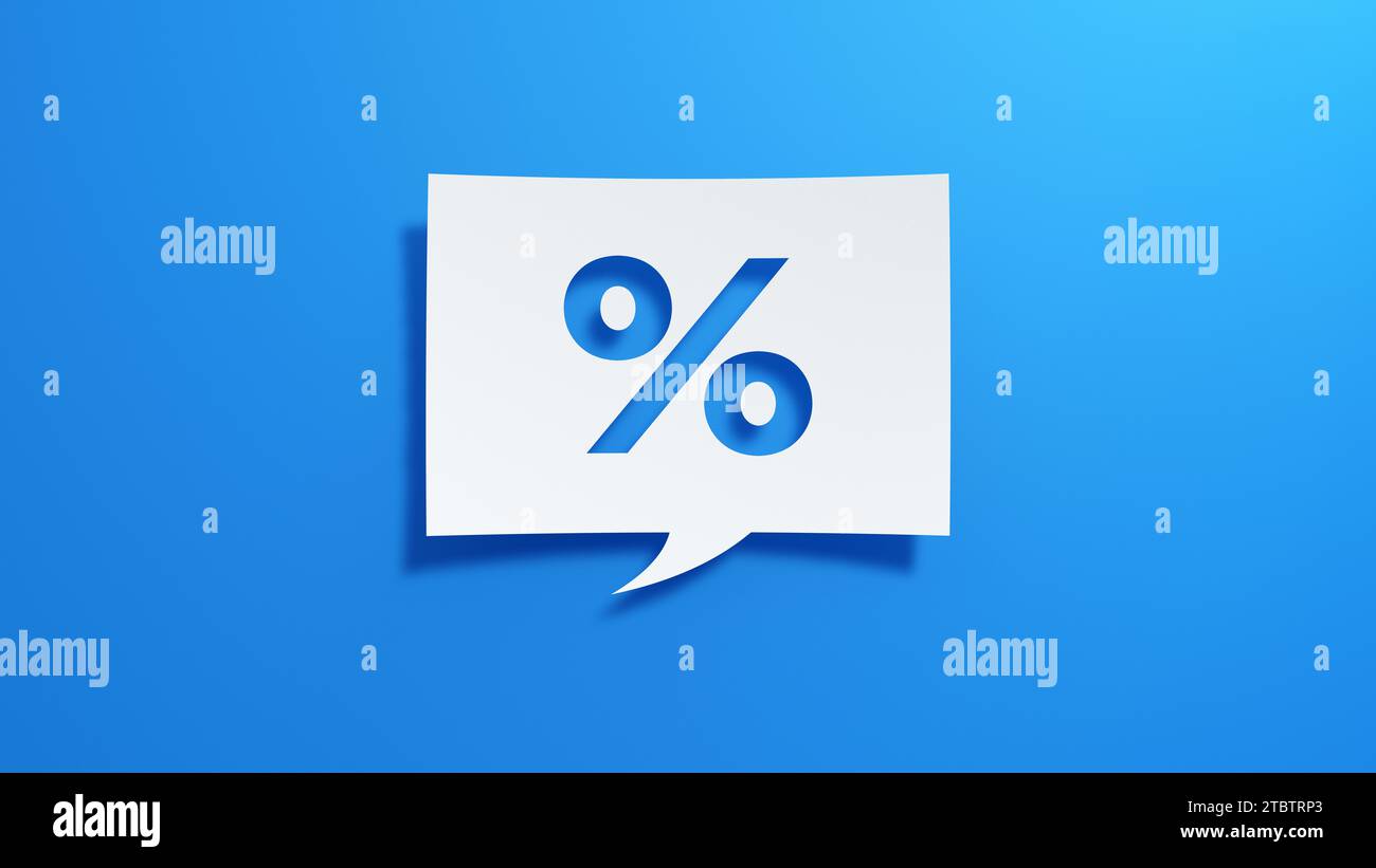 Percent Speech Bubble. Minimalist abstract design with white cut out ...