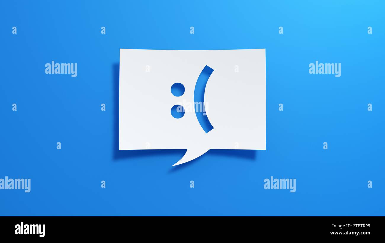 Sad Speech Bubble. Minimalist abstract design with white cut out paper ...