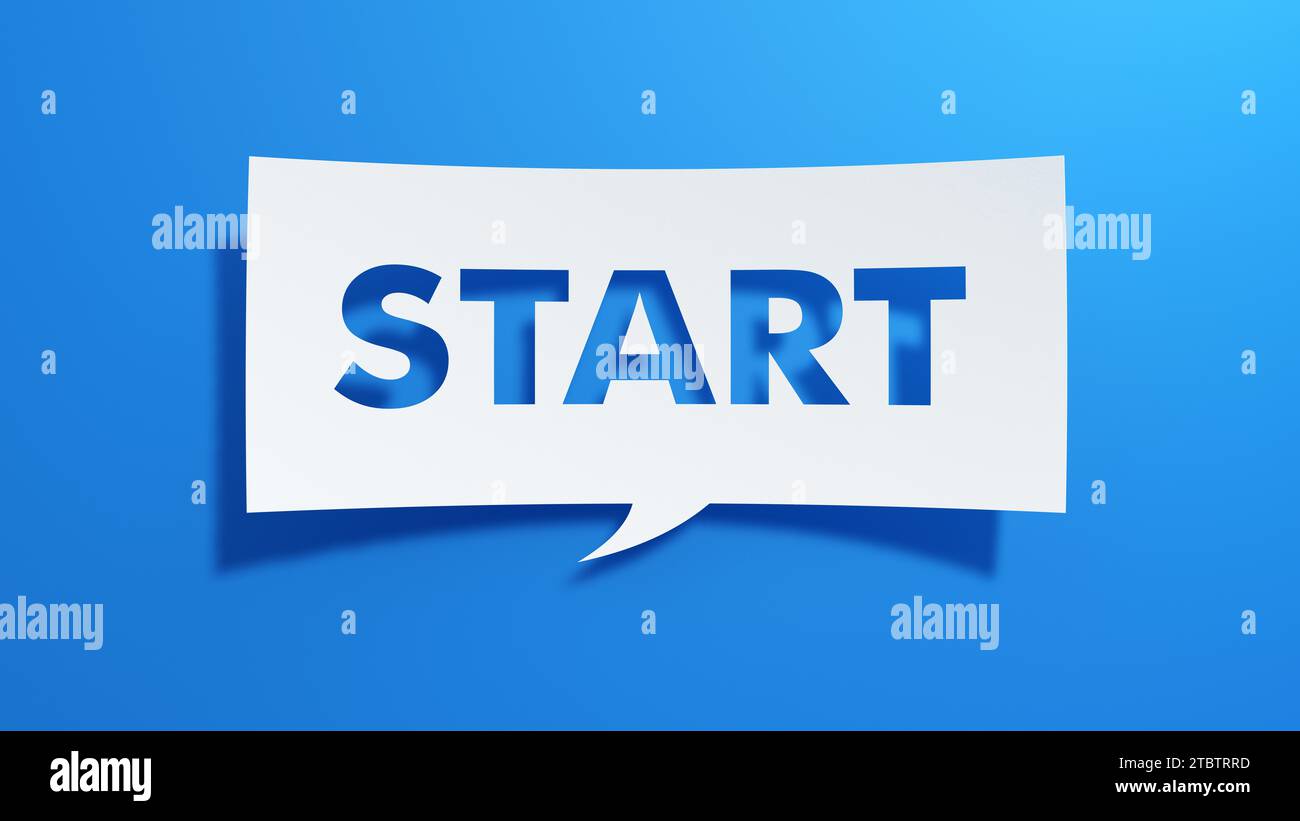 Start Icon, Speech Bubble. Minimalist abstract design with white cut ...