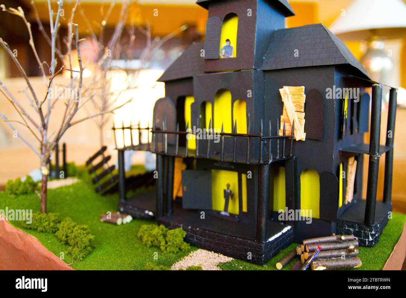 Gothic Miniature Haunted House Model with Detailed Landscape Stock ...