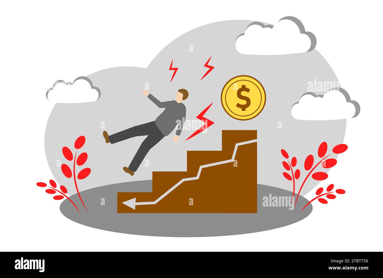 The man was fired from his job. A man fell down the stairs Stock Vector ...