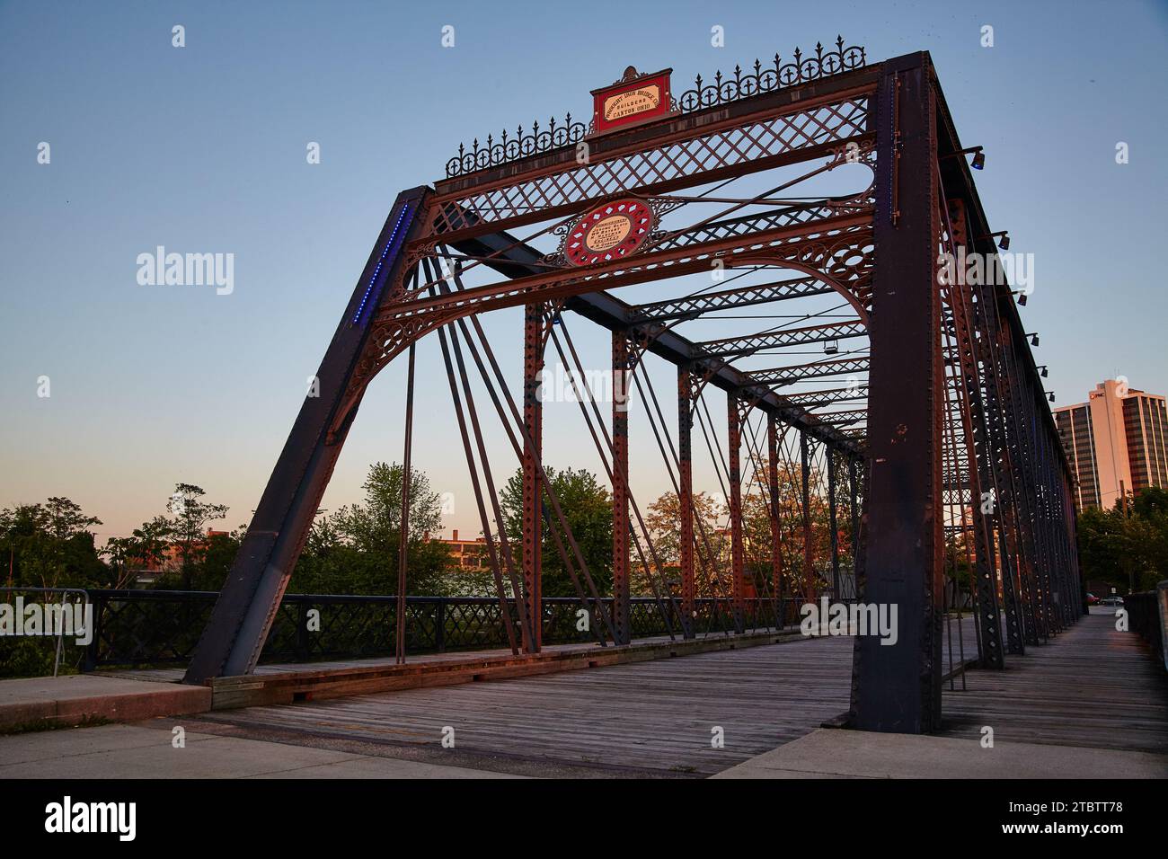 Historic Steel-Truss Bridge Illuminated at Twilight, Fort Wayne ...