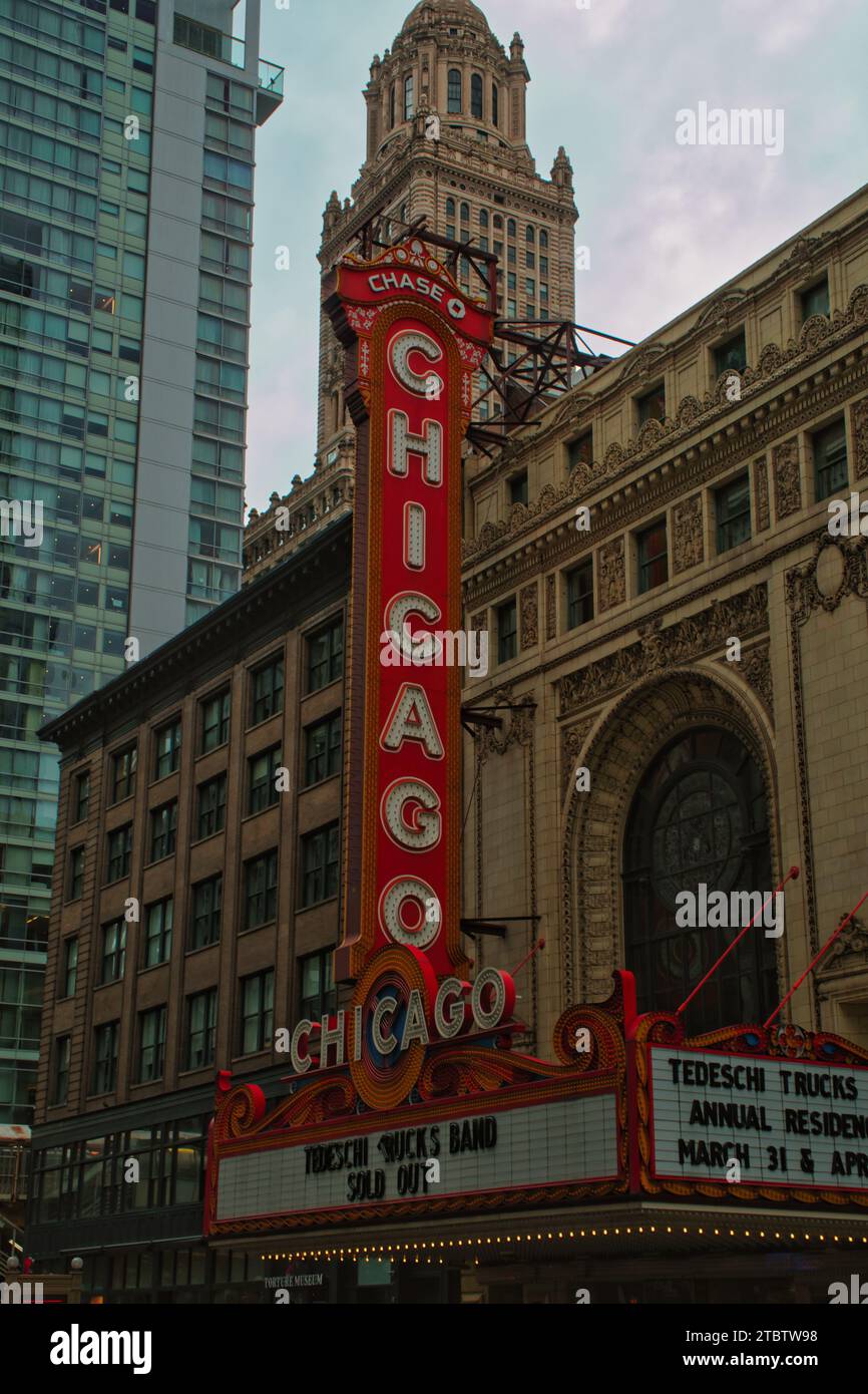 CHICAGO, ILLINOIS, USA - April 1,2023: The Chicago Theater on State ...
