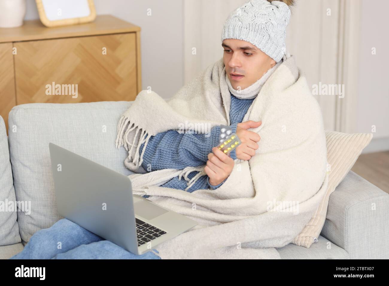 Ill young man showing hi-res stock photography and images - Alamy