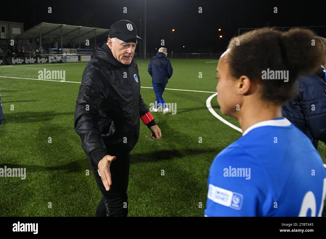 Head Coach Guido Brepoels of Genk pictured with Anissa Giuga (21) of ...