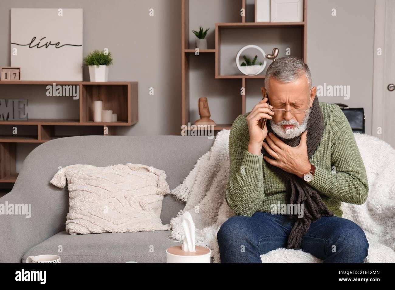 Sick mature man talking hi-res stock photography and images - Alamy