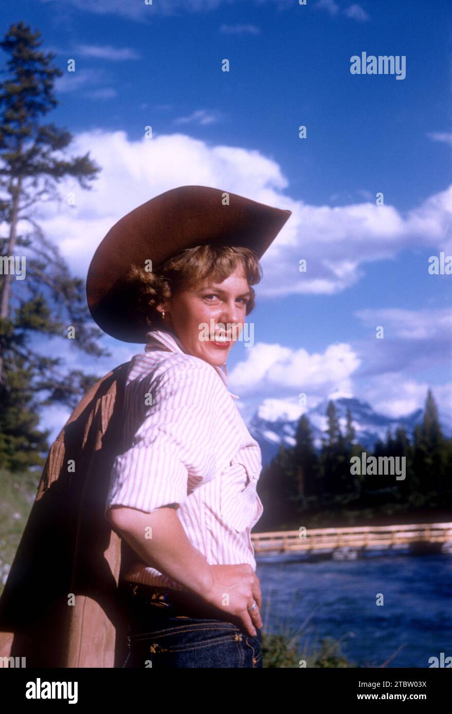 JASPER, AB - JULY, 1954: General view as a woman poses for a portrait ...