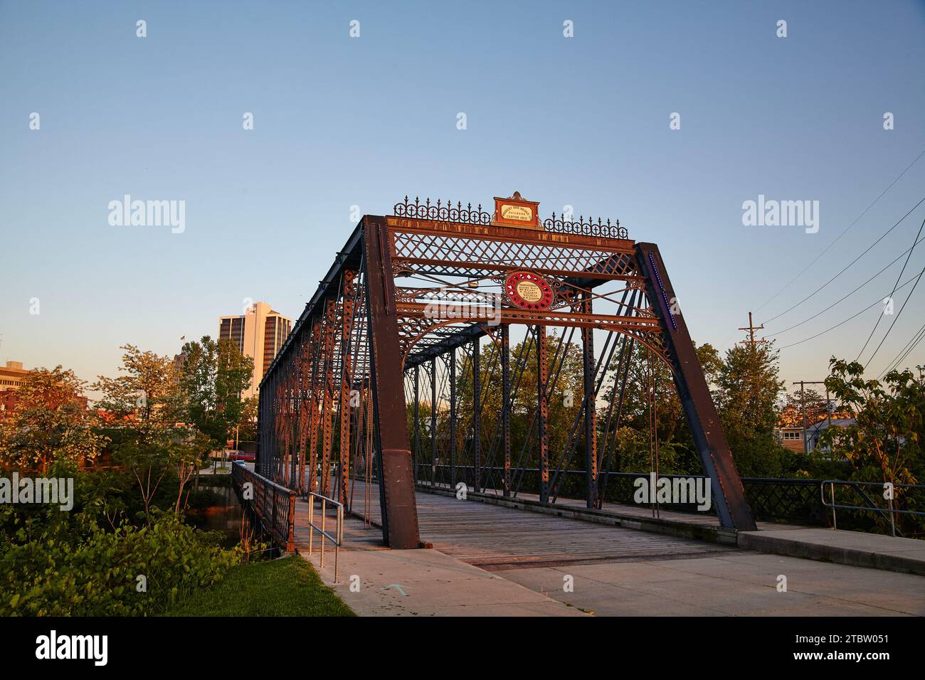 Golden Hour at Historic Wells Street Bridge in Fort Wayne Stock Photo ...