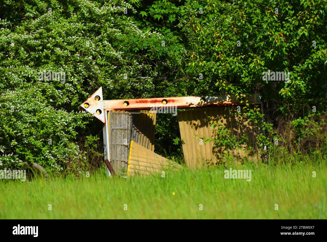 Sign used for advertising a business is demolished and discarded. Large ...