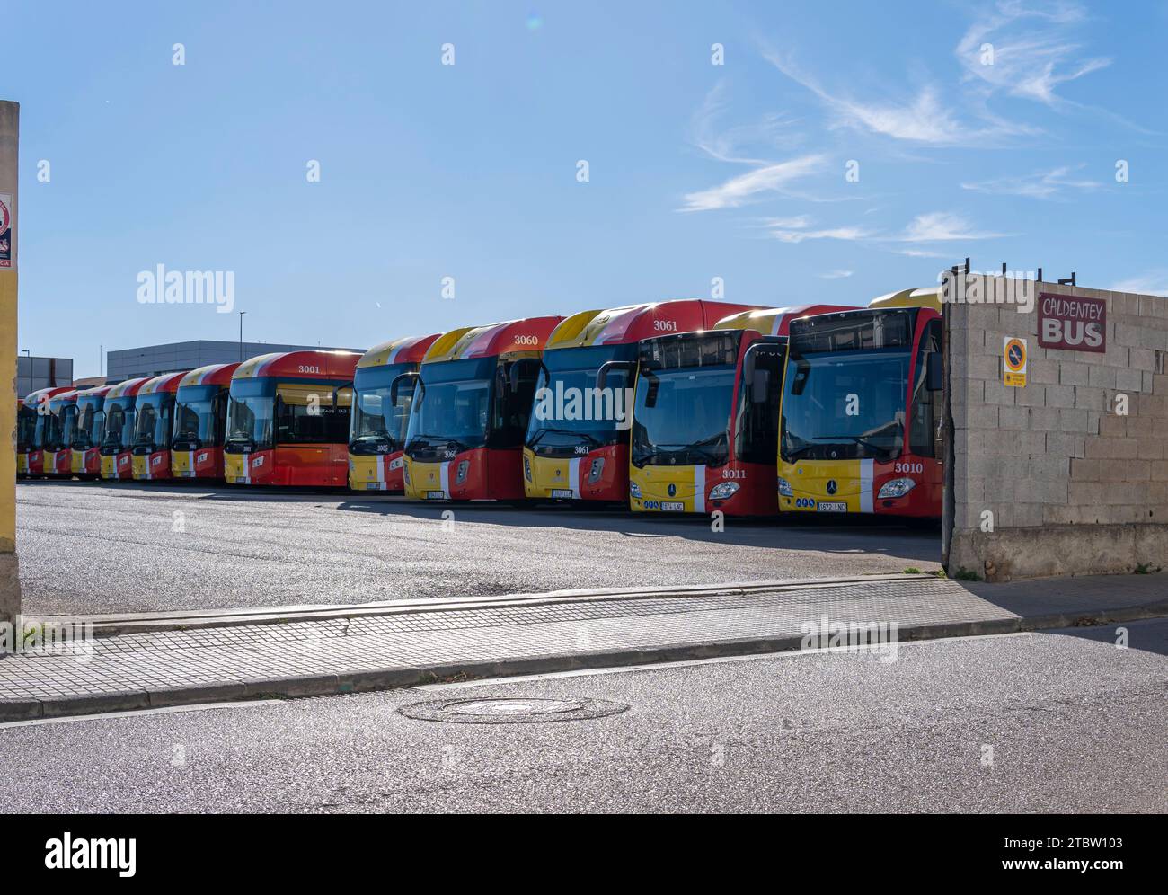 Felanitx, Spain; december 06 2023: Buses of the public company TIB ...