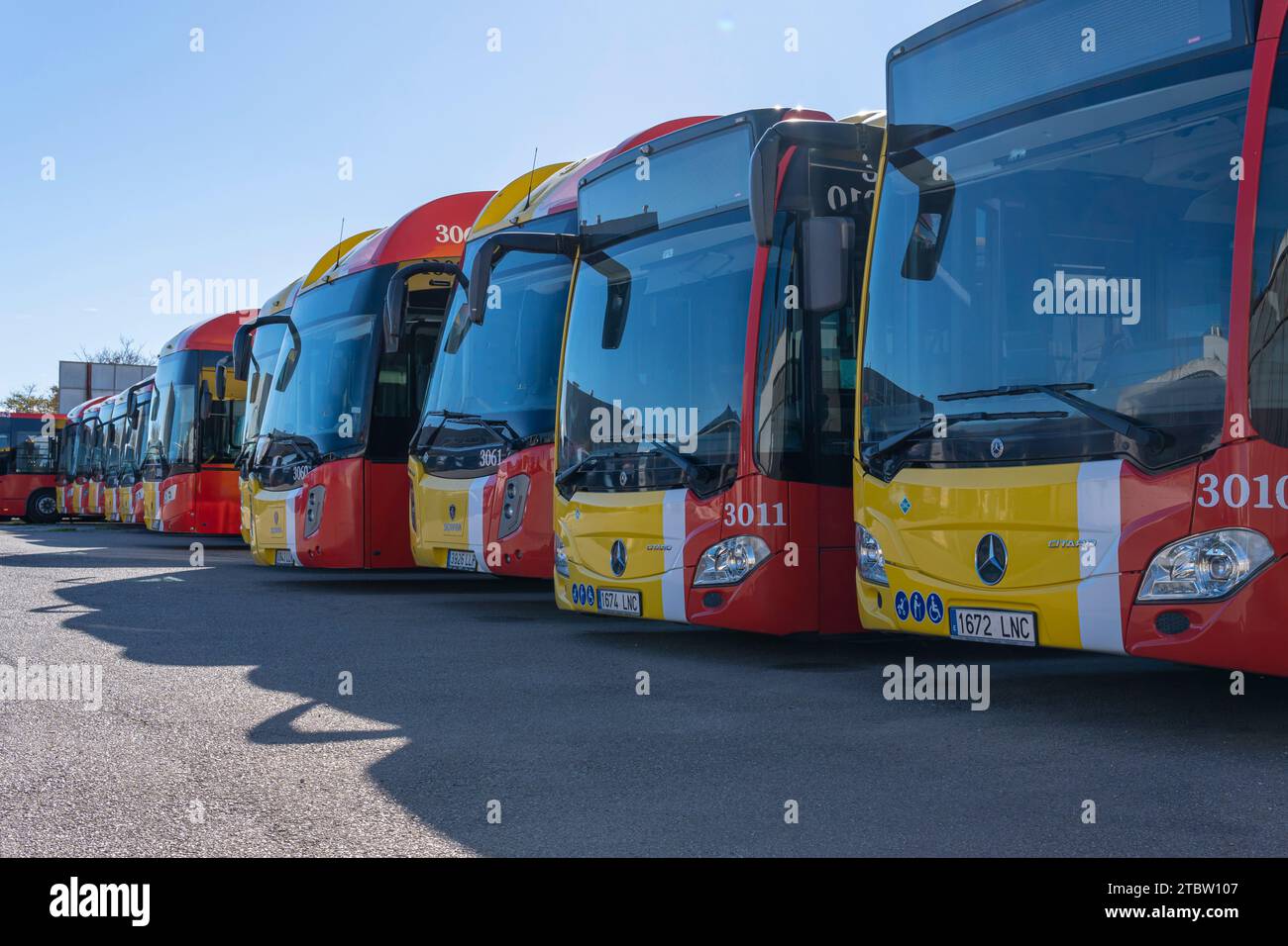 Felanitx, Spain; december 06 2023: Buses of the public company TIB ...