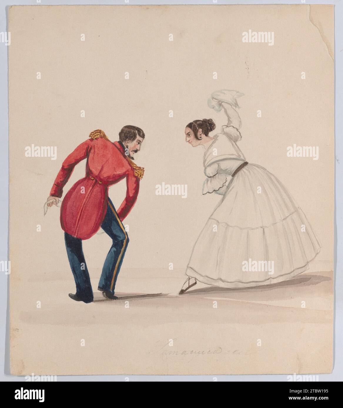 A man and woman dancing the Zamacueca, from a group of drawings ...