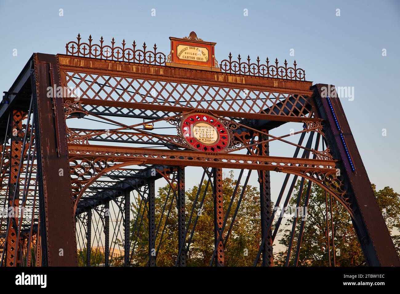 Historic Truss Bridge Ornate Metalwork in Golden Hour Glow, Fort Wayne ...