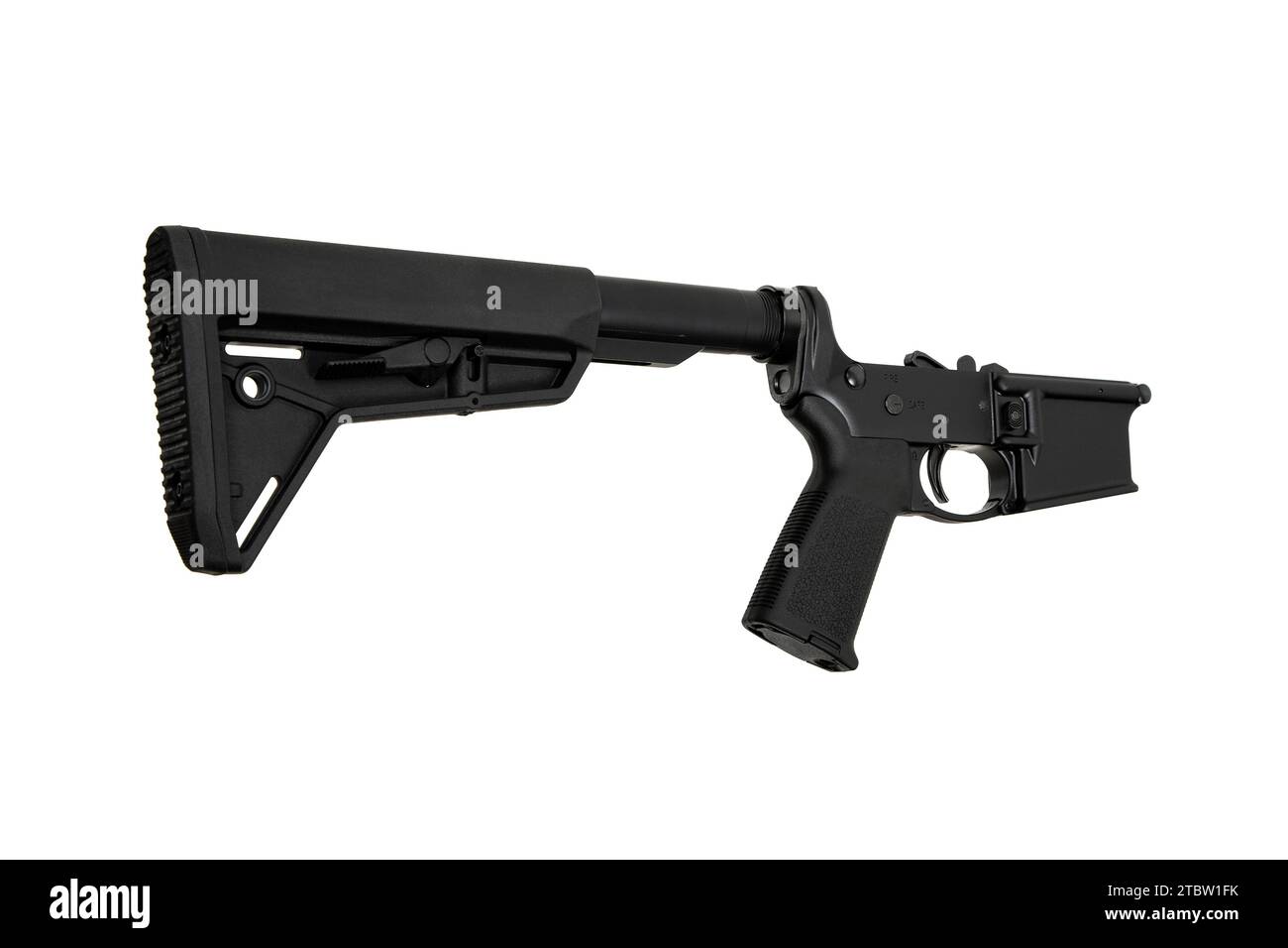 AR15 lower receiver iand buffer spring. Bottom half of a modern assault ...