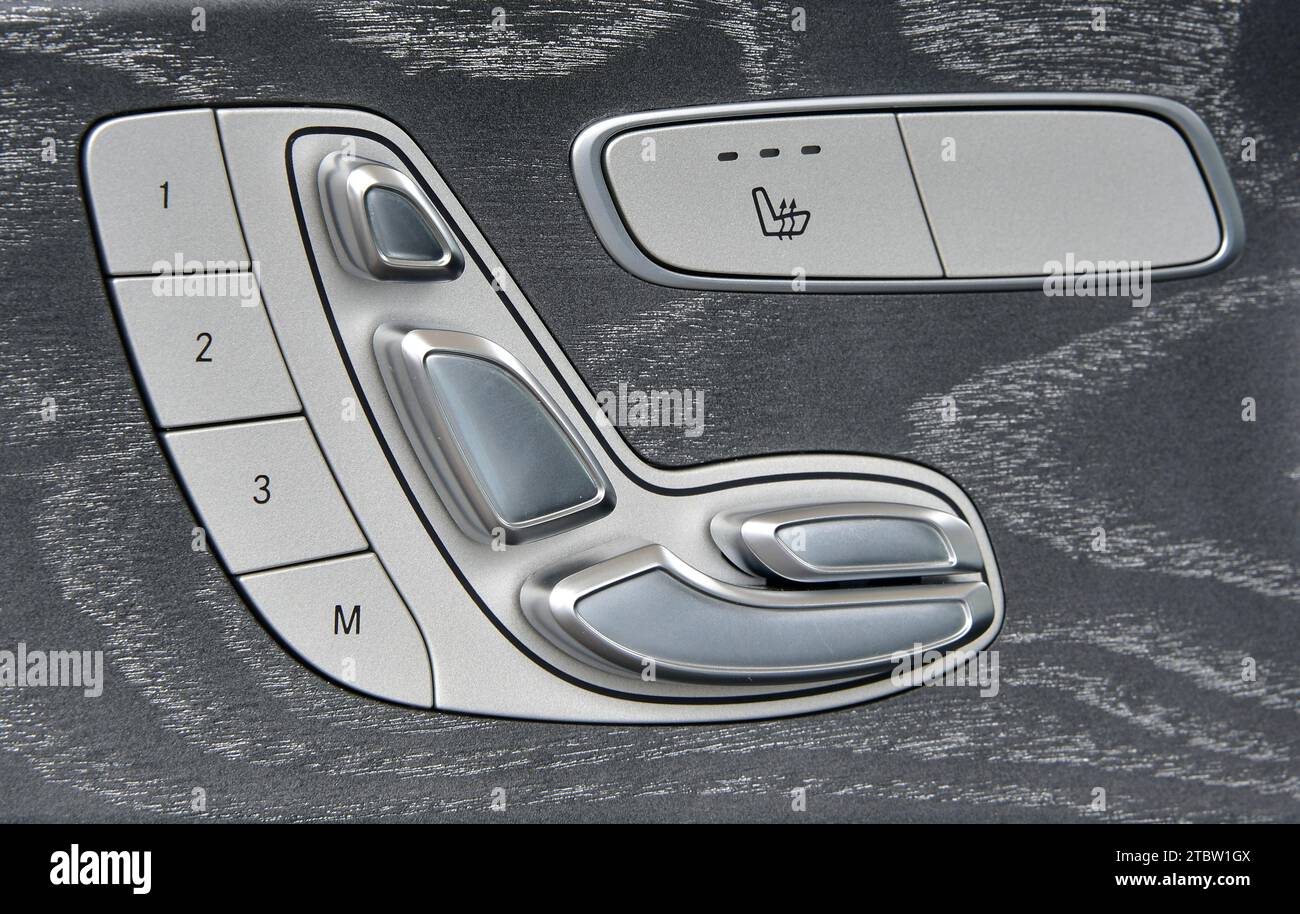 Buttons for adjusting seat position. Car interior detail Stock Photo ...
