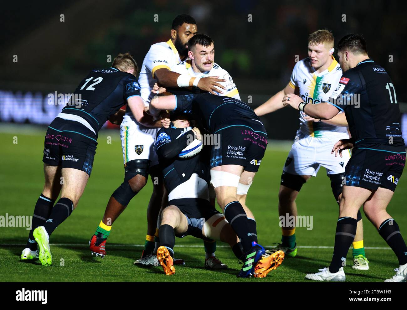 Glasgow Warriors' Sebastian Cancelliere gets tackled during the ...
