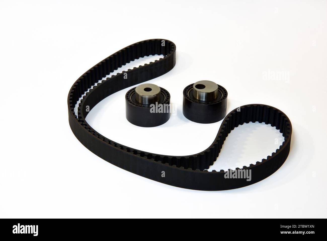 Car engine timing belt and two rollers. Car engine spare part Stock ...