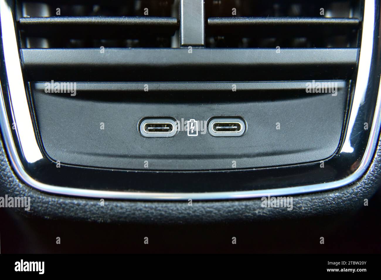 Two USB C port in the car panel Stock Photo - Alamy