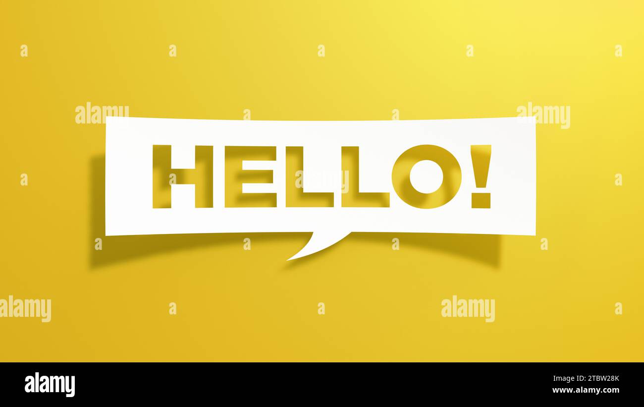 Hello - Speech Bubble. Minimalist Abstract Design With White Cut Out ...