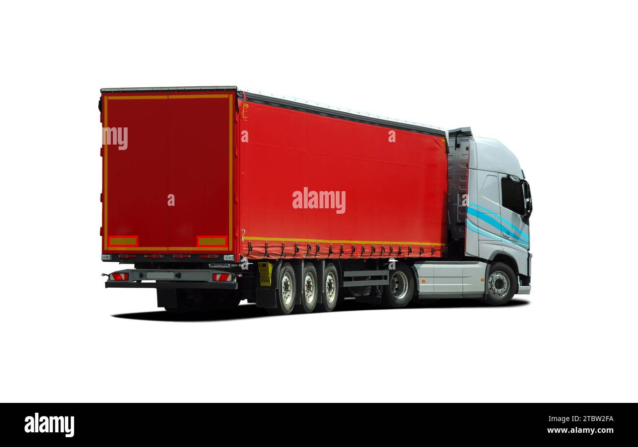 Large truck with semi-trailer, rear view Stock Photo - Alamy