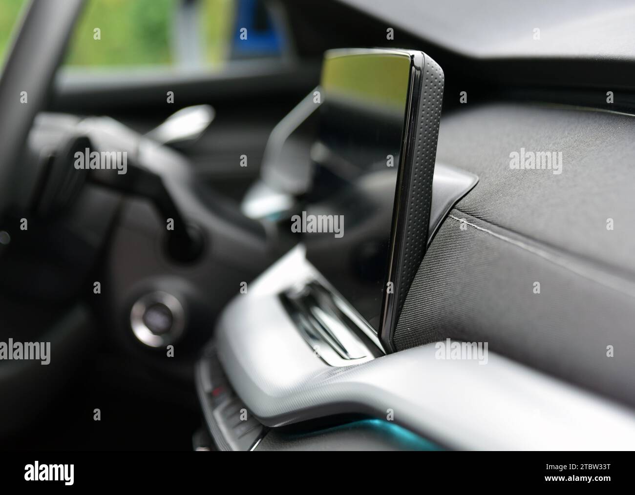 Screen multimedia system on dashboard in a modern car Stock Photo - Alamy