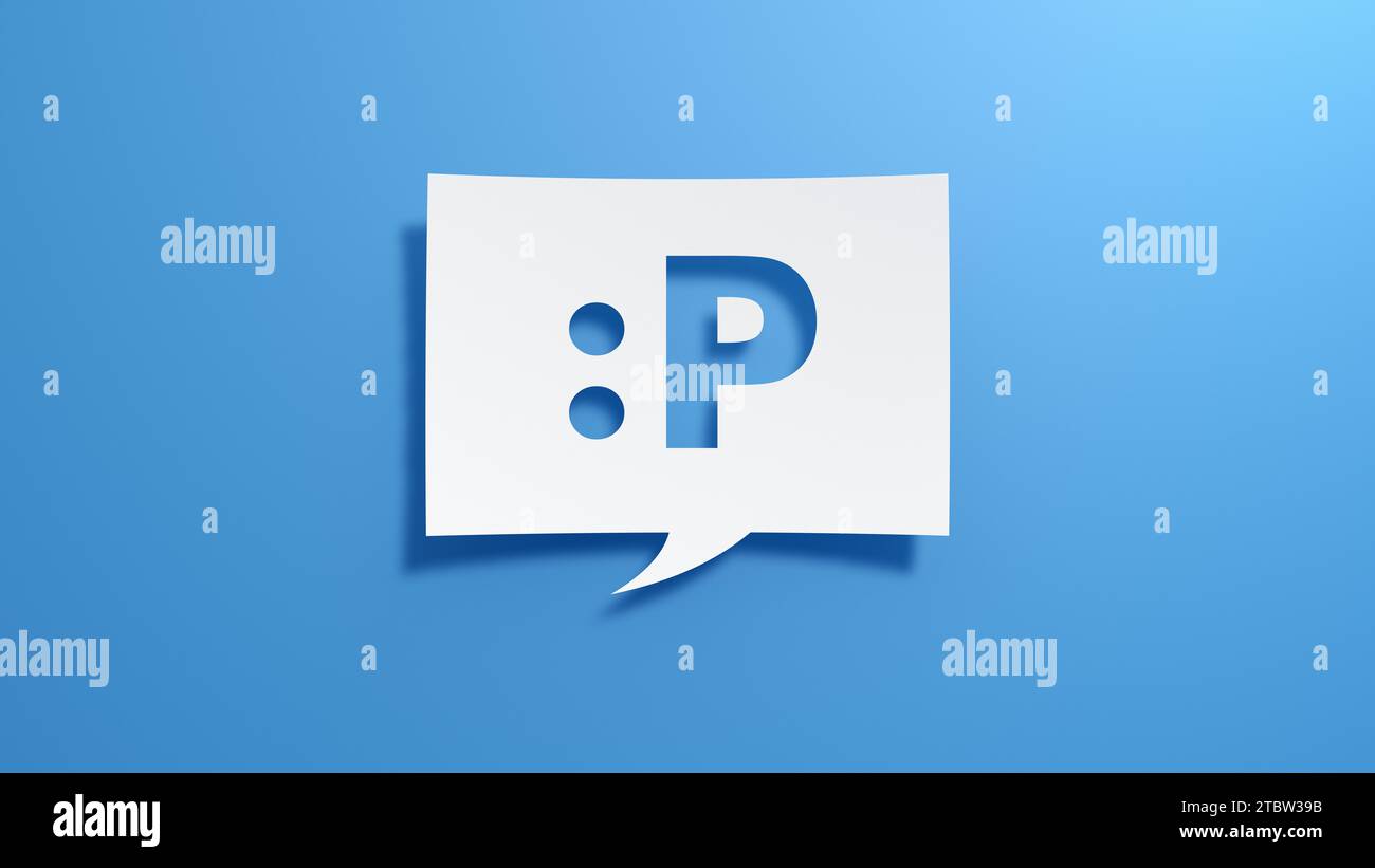 Tongue Smile Speech Bubble. Minimalist abstract design with white cut ...