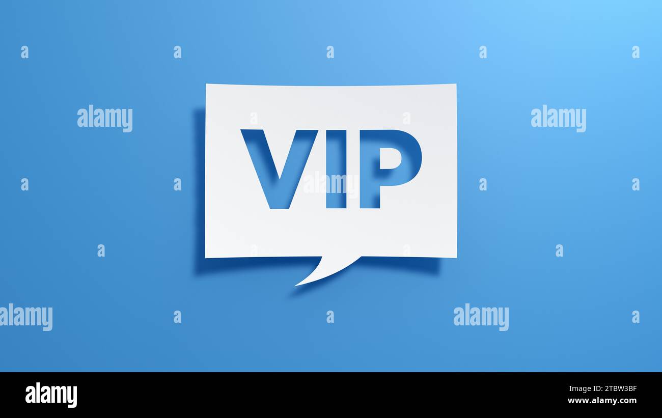 VIP Speech Bubble. Minimalist abstract design with white cut out paper ...