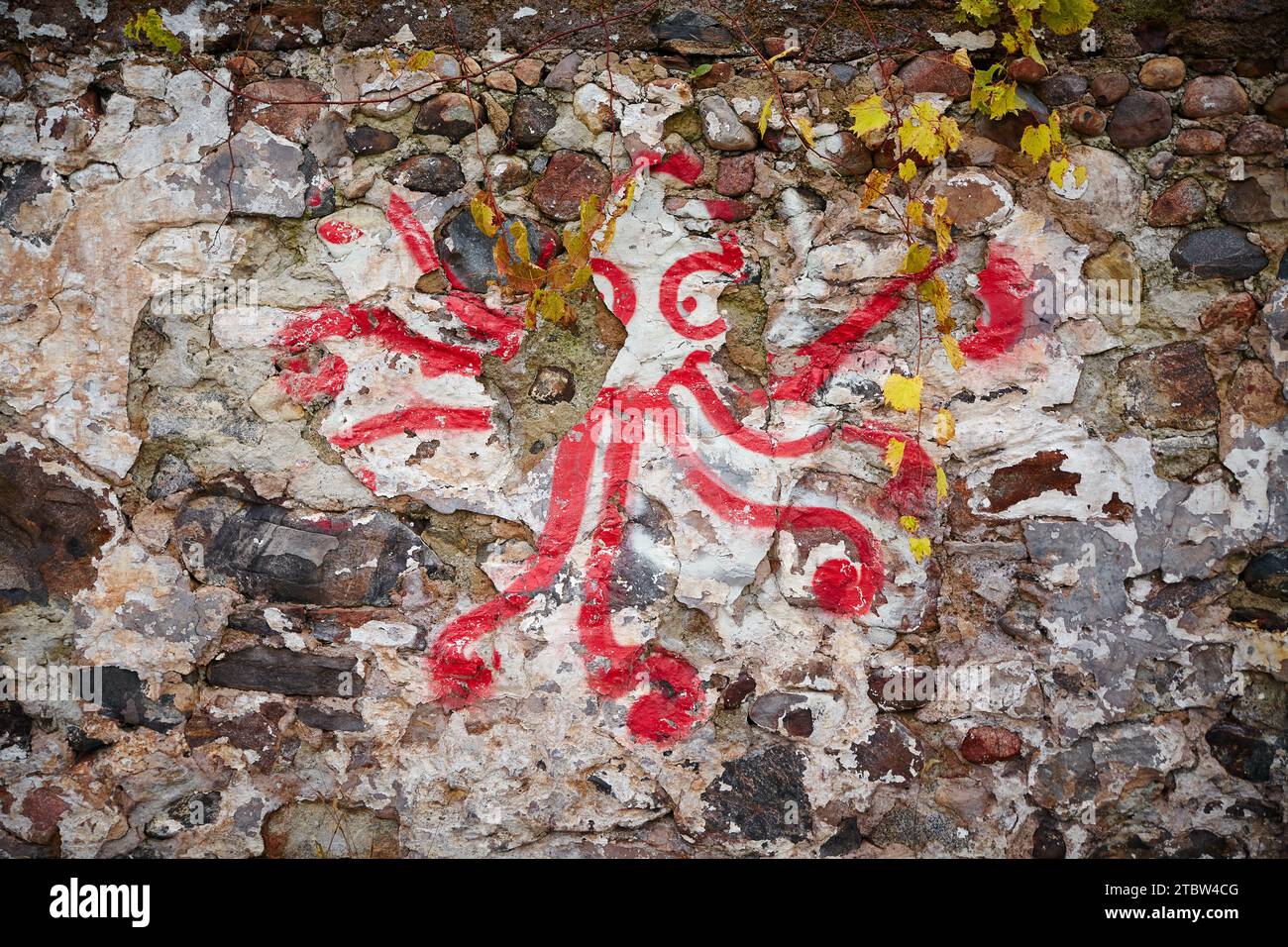 Autumn Leaves on Graffiti Wall with Octopus, Bicentennial Acres Decay ...