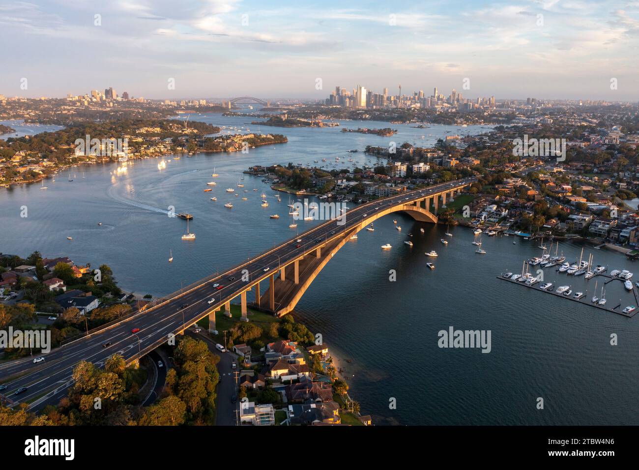The city of Sydney and the Gladesville bridge and Parramatta river ...