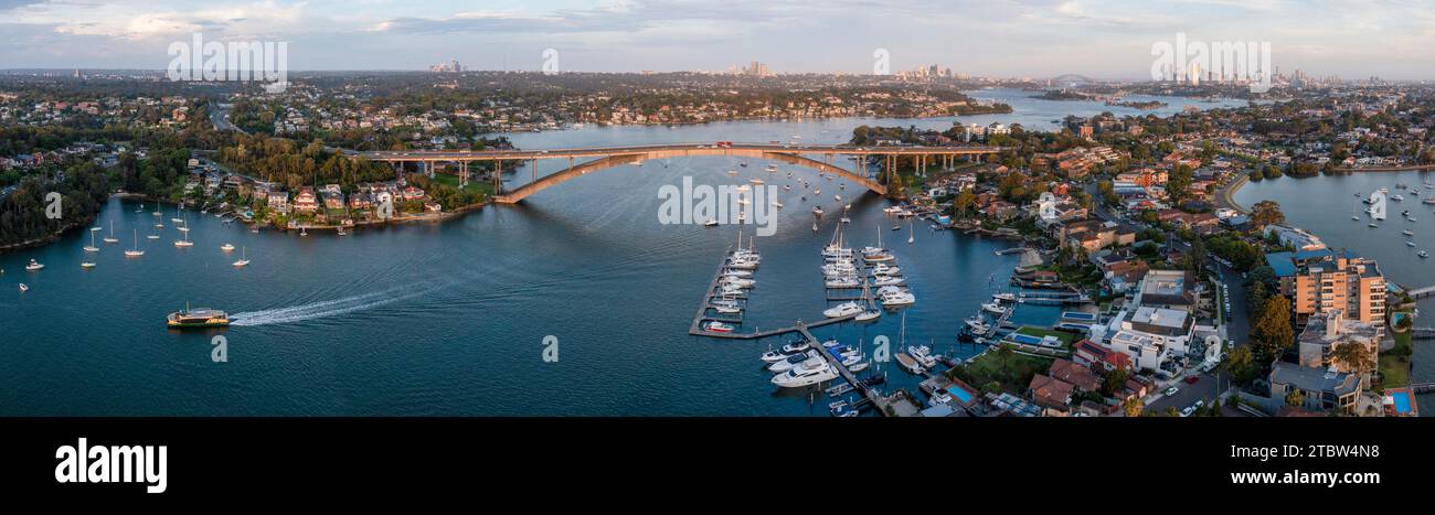The Gladesville bridge and Parramatta river, Sydney, Australia Stock ...