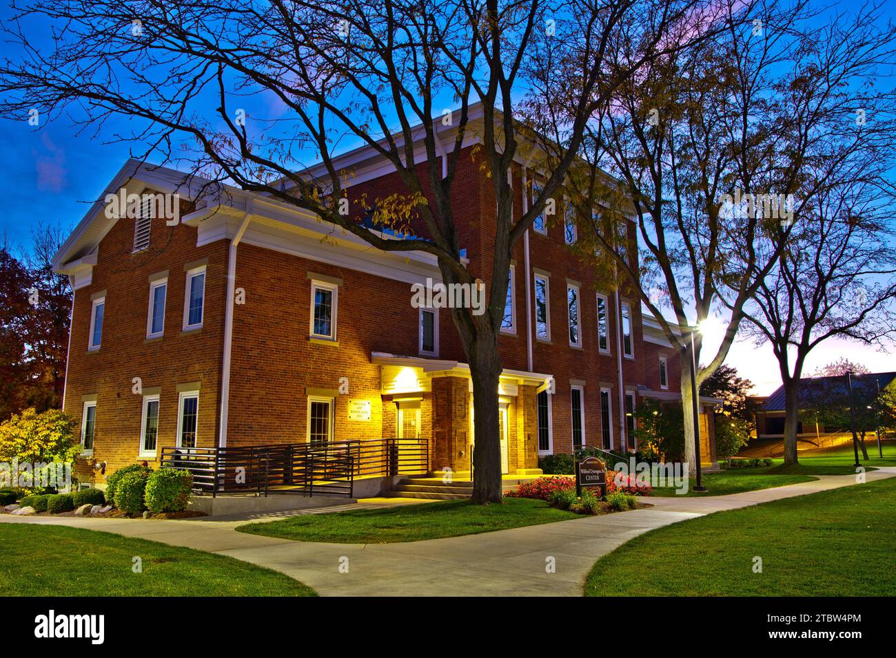 Twilight at Traditional Brick Community Center in Indiana Tech, Indiana ...