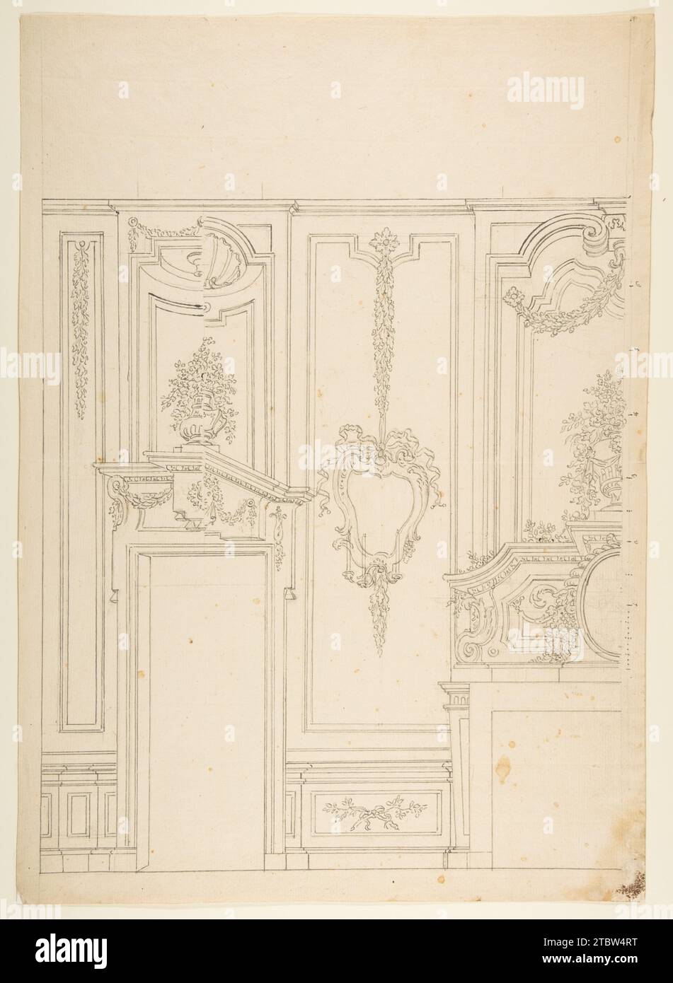 Design for a Wall Elevation with Halved Alternate Designs for the ...