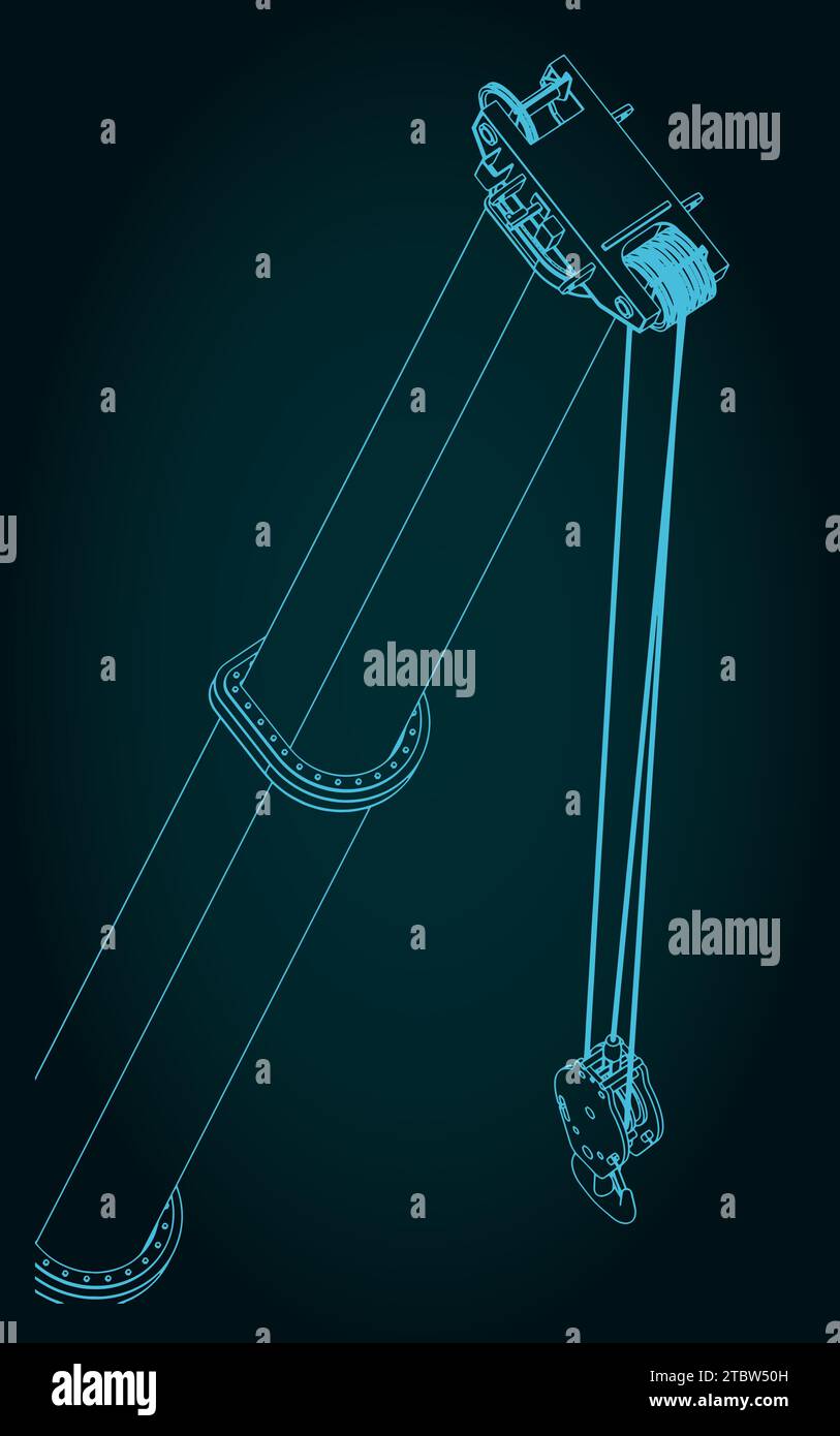 Stylized vector illustration of mobile crane powerful long telescopic ...