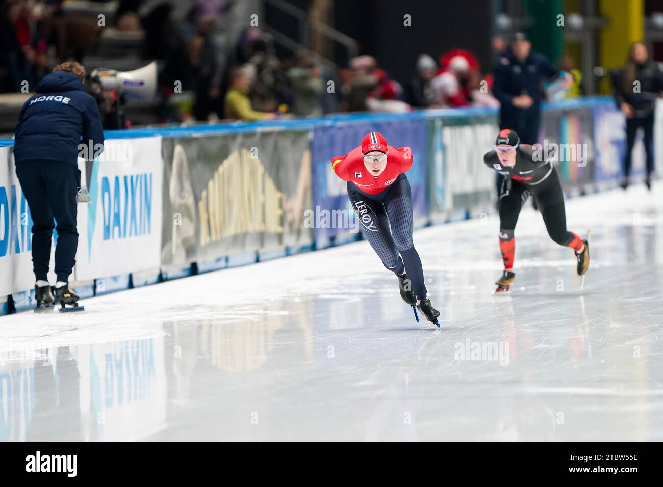 Ragne Wiklund of Norway, Ivanie Blondin of Canada competing on the ...
