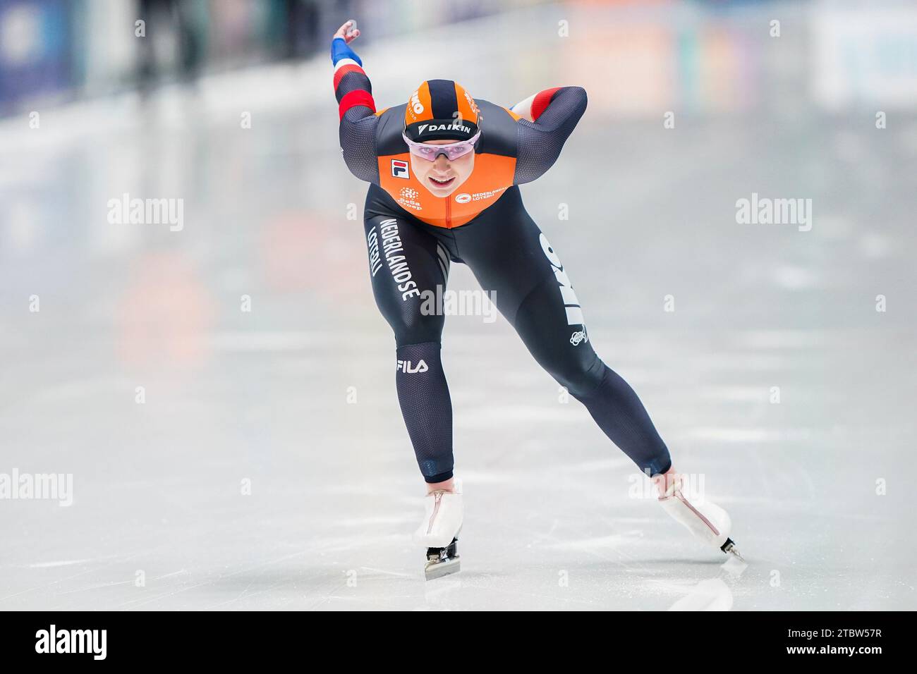 Joy Beune of The Netherlands competing on the Women's A group 3000m ...