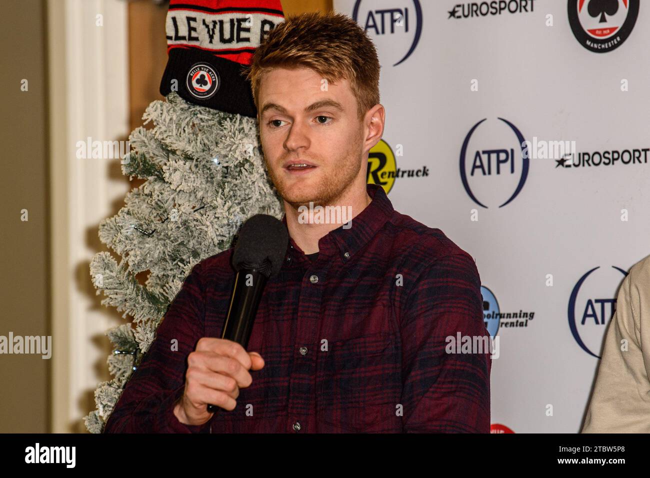 Belle Vue Aces team Captain Brady Kurtz answers some questions during ...