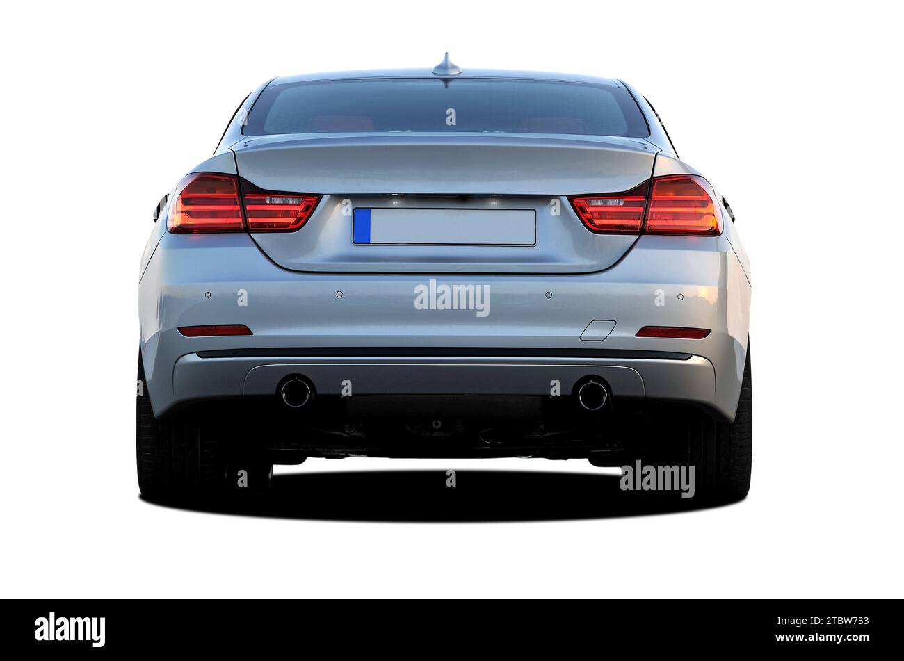 Passenger car on white background, back view Stock Photo - Alamy