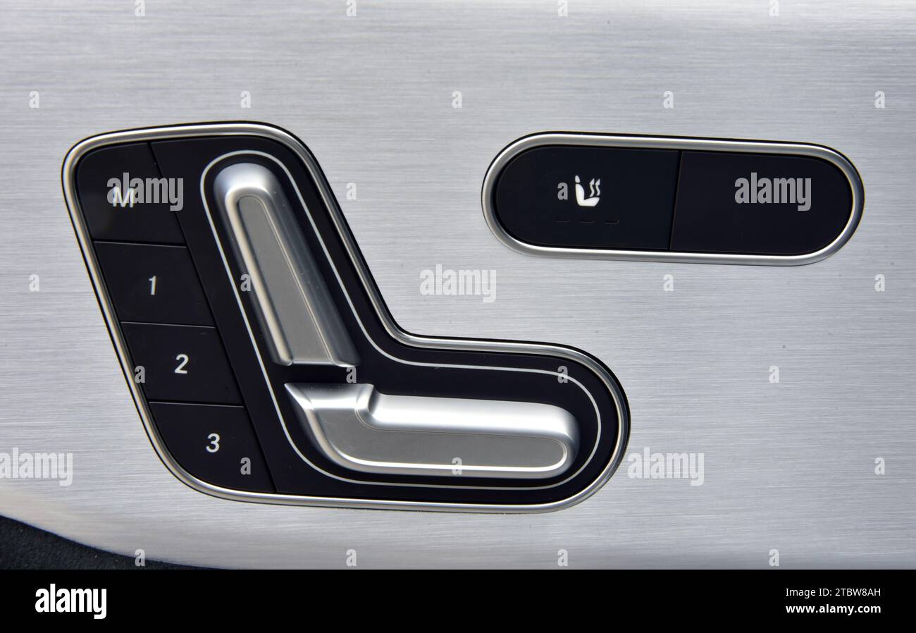 Buttons for adjusting seat position. Car interior detail Stock Photo ...