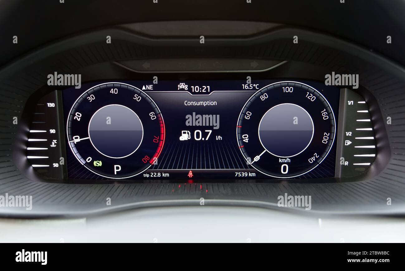 Digital instrument panel in a modern car Stock Photo - Alamy