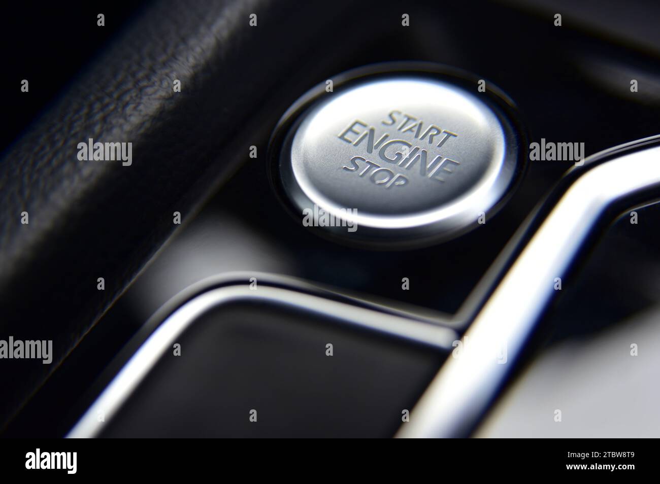 Start stop engine button on a modern car dashboard Stock Photo - Alamy